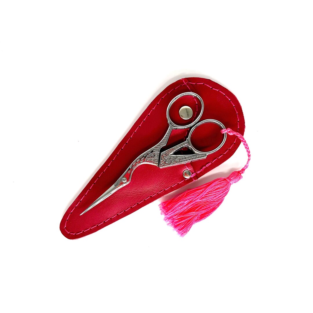 Pink Leather Scissor Case Scissor Keeper, Small Scissor Case, Cerise ...
