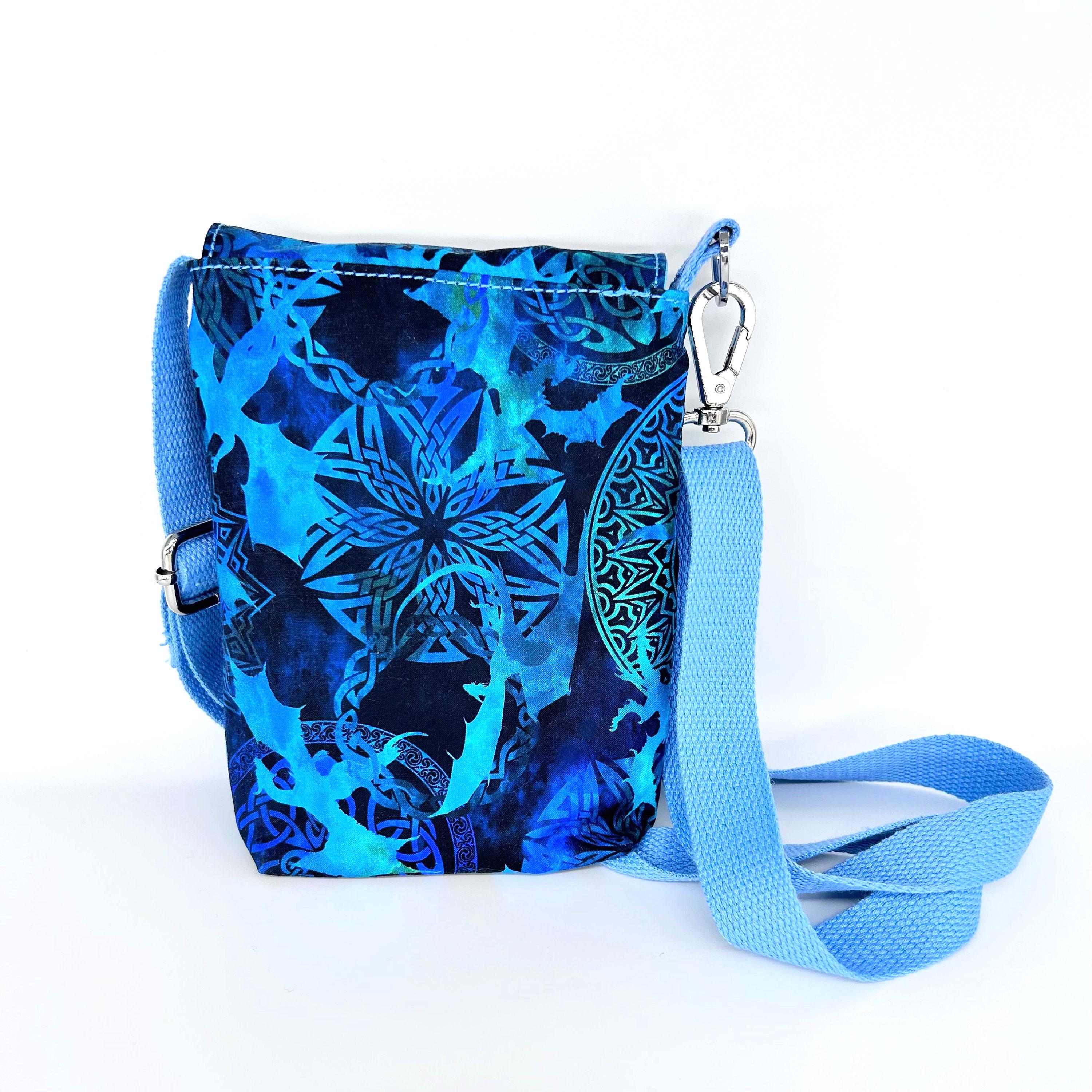 Blue Cross Body Bag, Fully Lined With Cotton Fabric Featuring Dragons ...