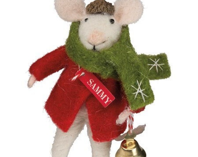 Primitive Style Winter Sammy With Bell 4.5 Mouse Ornament Shelf ...