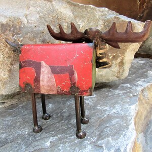 Rustic 9.5 X 8 Repurposed Scrap Metal Moose Statue Home Farm Garden ...