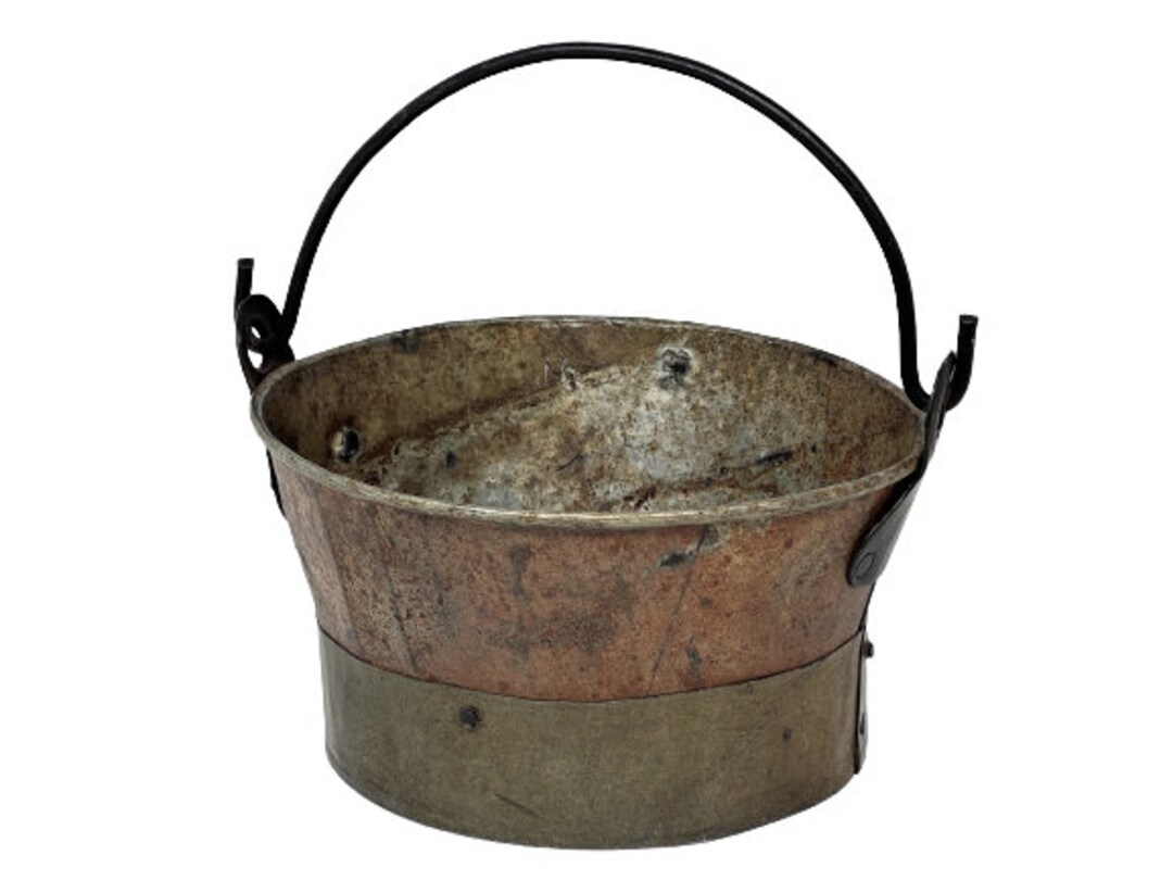 Small Industrial Galvanized Metal Oval Bucket Pail Planter W/ Handle ...