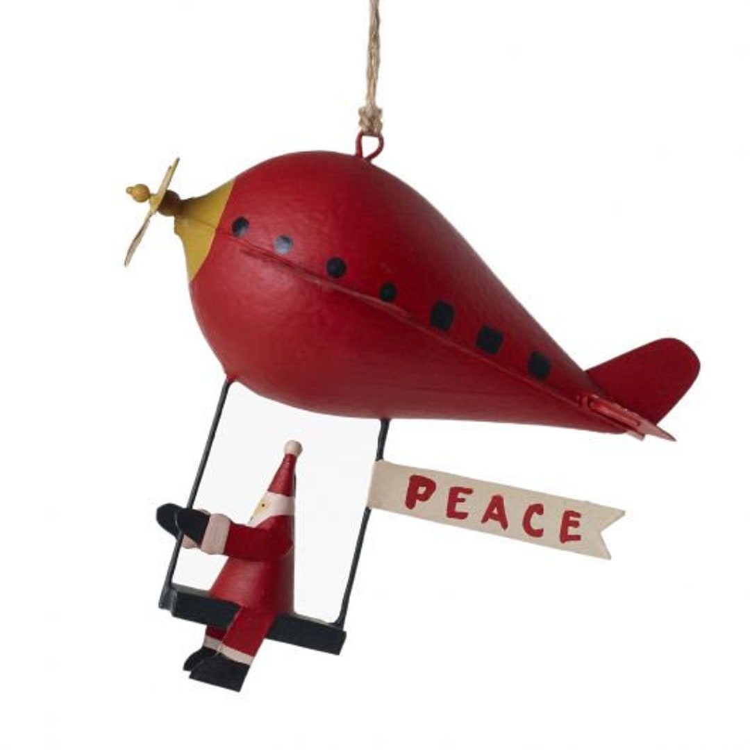 Primitive Style Metal Santa Claus on Blimp W/ PEACE Sign - Etsy