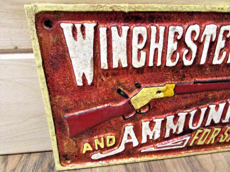 New Rustic Cast Iron Winchester Rifles and Ammunition Sign - Etsy