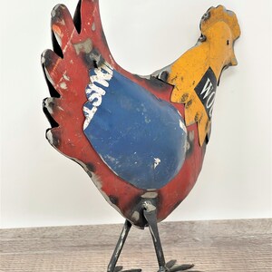 Rustic 8.5 Tall Repurposed Colorful Scrap Metal Welded Hen Rooster ...