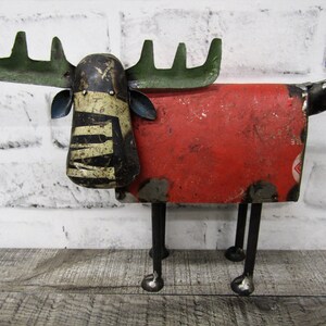 Rustic 9.5 X 8 Repurposed Scrap Metal Moose Statue Home Farm Garden ...