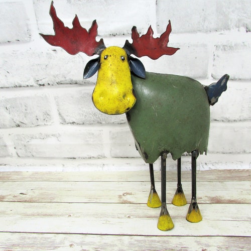 Rustic 9.5 X 8 Repurposed Scrap Metal Moose Statue - Etsy
