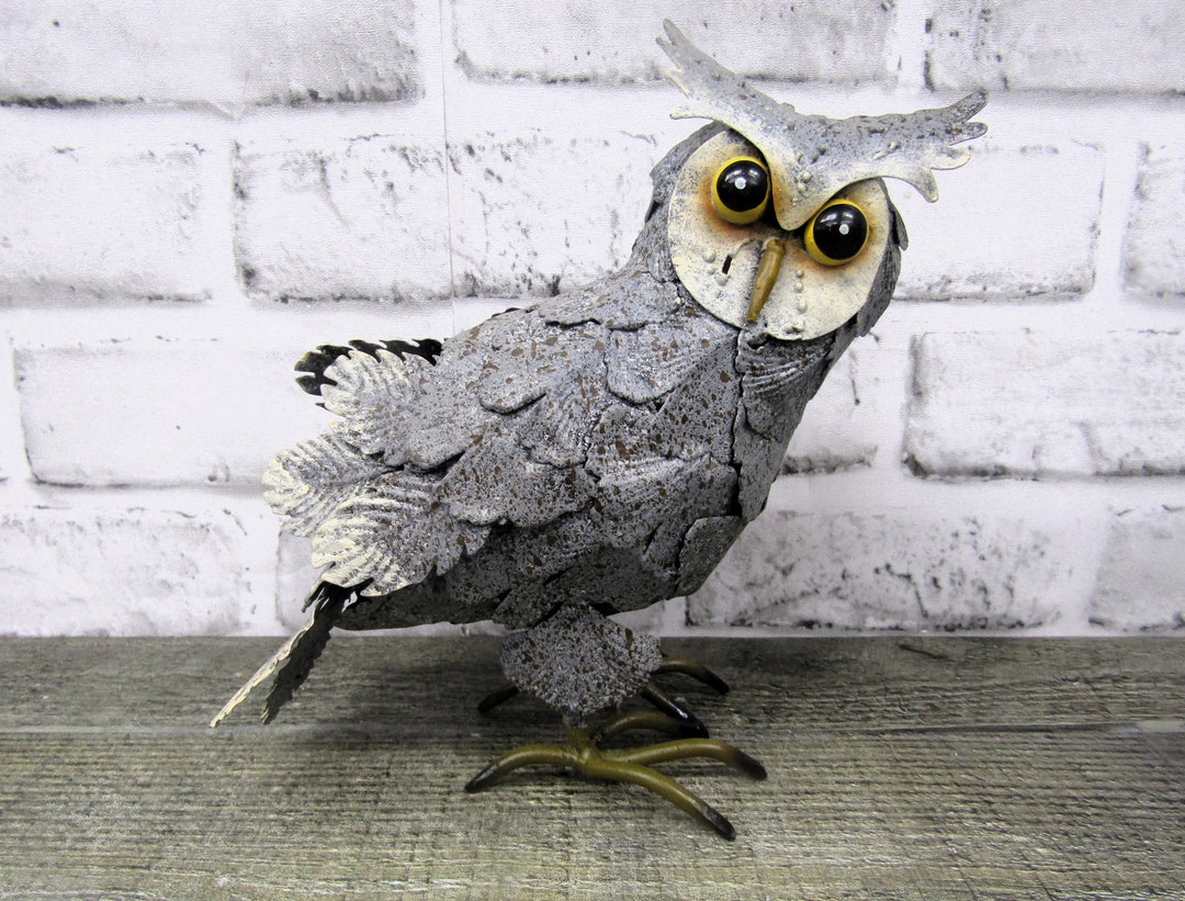 Rustic Small Metal Owl Bird Statue Home Farm Garden Lodge - Etsy