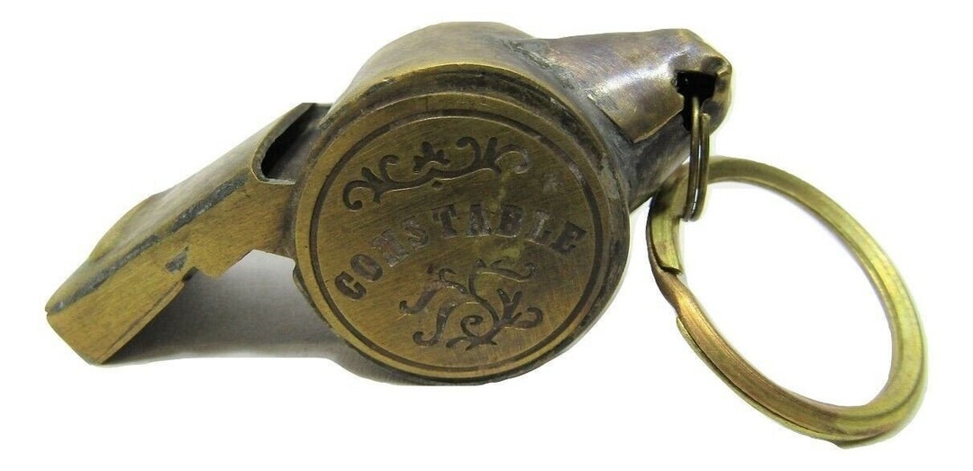 Brass 2 Working Replica Constable Police Whistle W/ring Vintage Patina ...