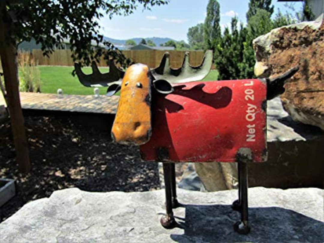 Rustic 9.5 X 8 Repurposed Scrap Metal Moose Statue Home Farm Garden ...