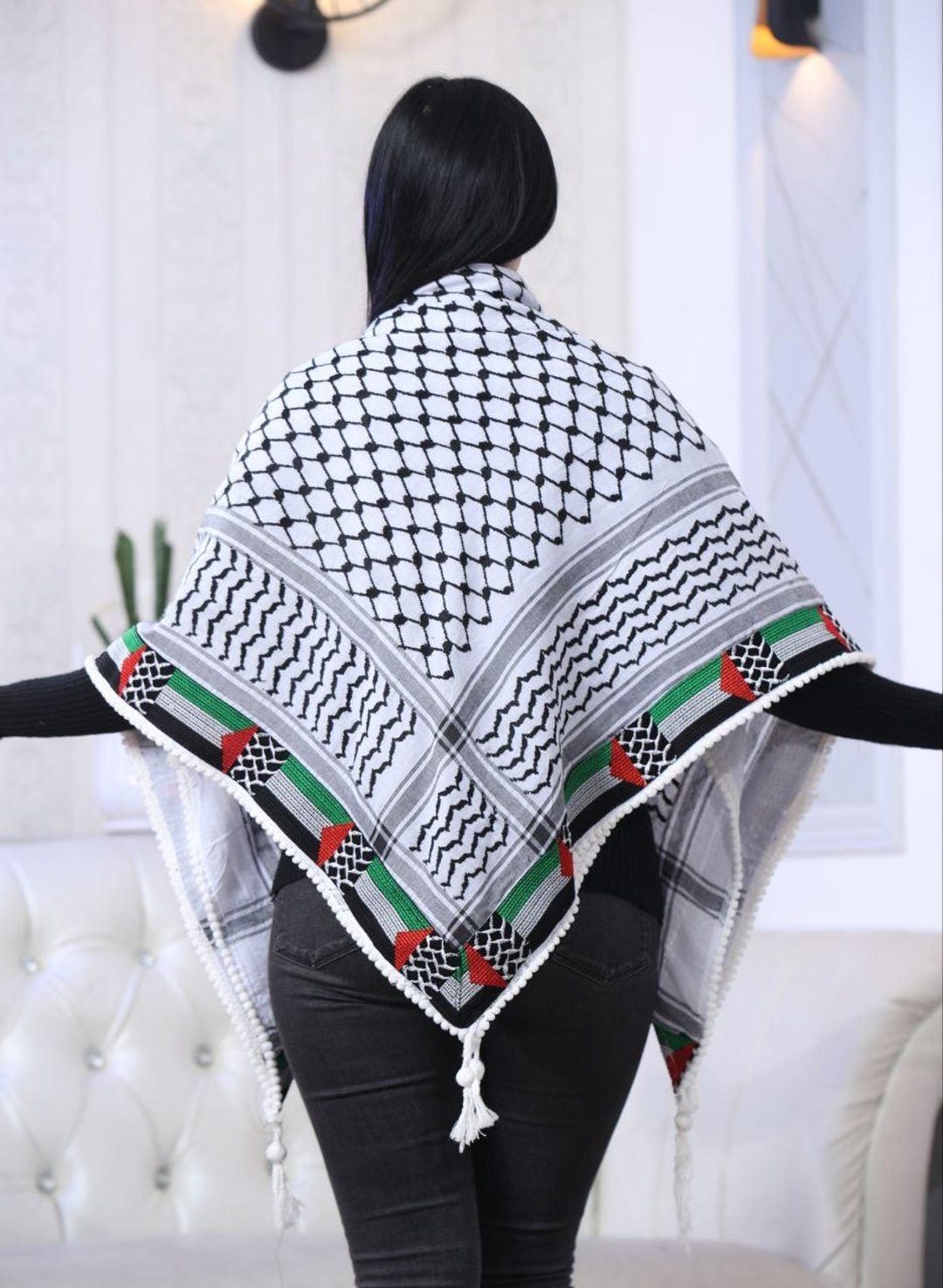 Embroidered Kuffiyeh With Flag: Cultural Pride and Timeless Elegance - Etsy