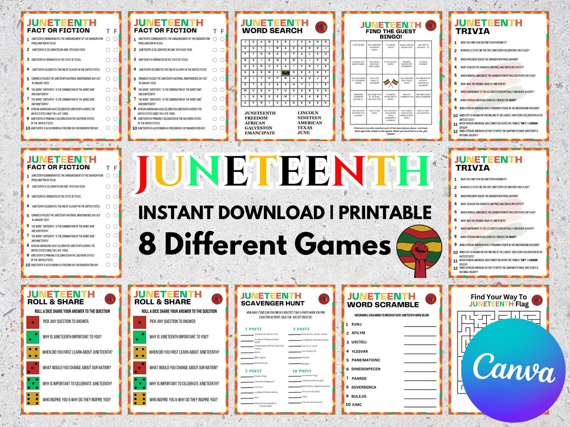Juneteenth Games Bundle, Juneteenth Day Activity, Juneteenth ...