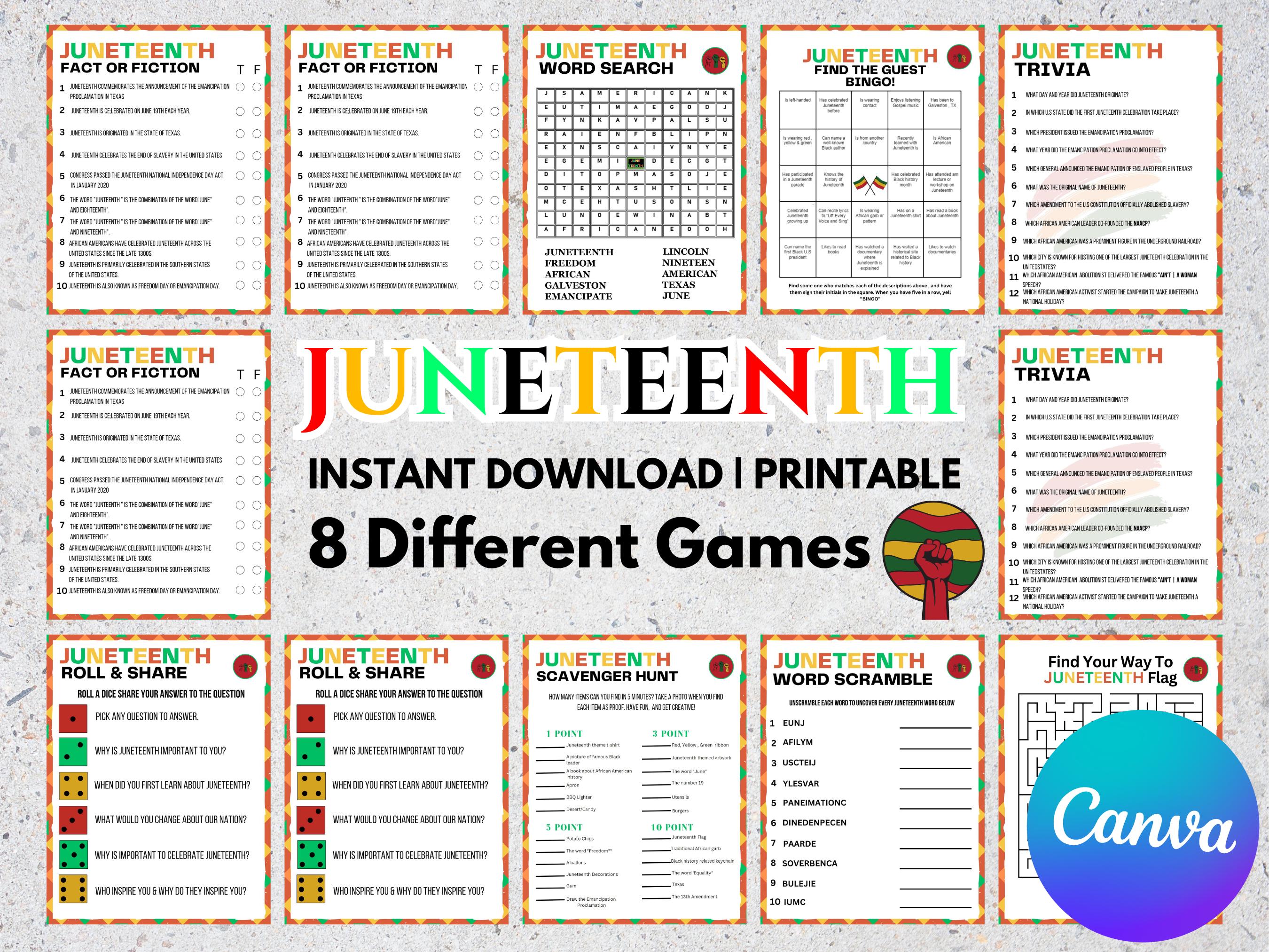 Juneteenth Games Bundle, Juneteenth Day Activity, Juneteenth ...