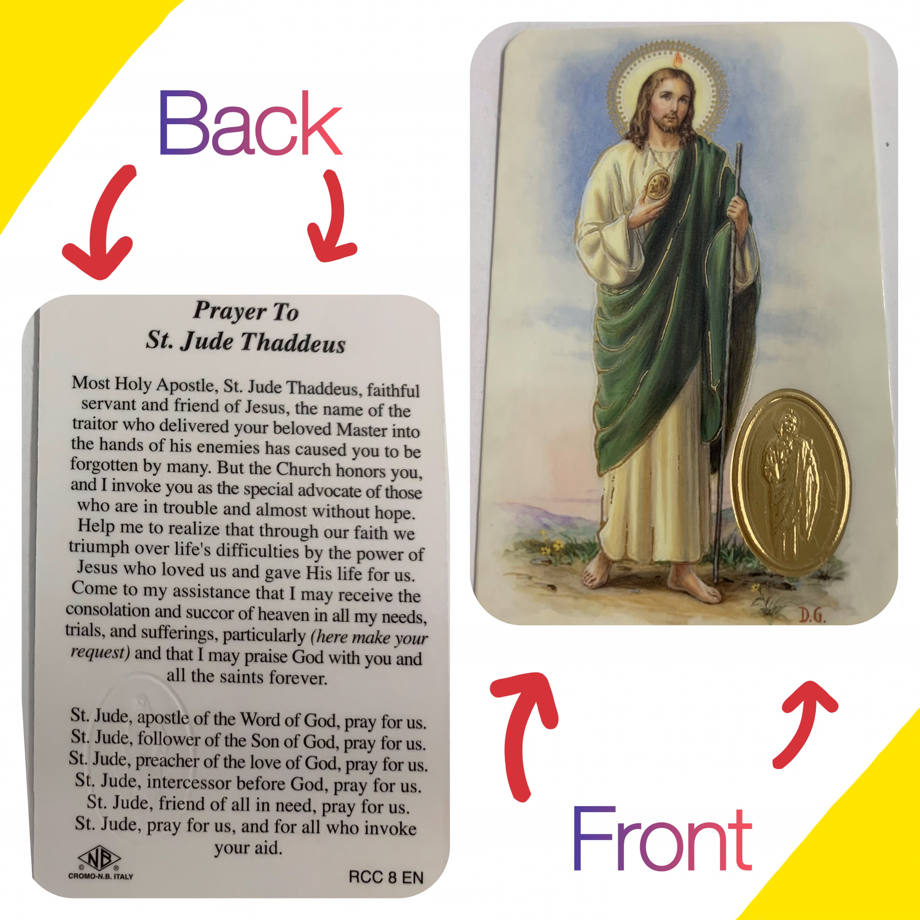 Prayer to St. Jude Holy Card-paperstock Holy Card-laminated- Pocket ...