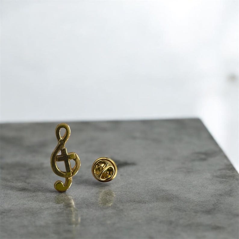 Gold Treble Clef Pin With Cross: Music & Faith - Etsy