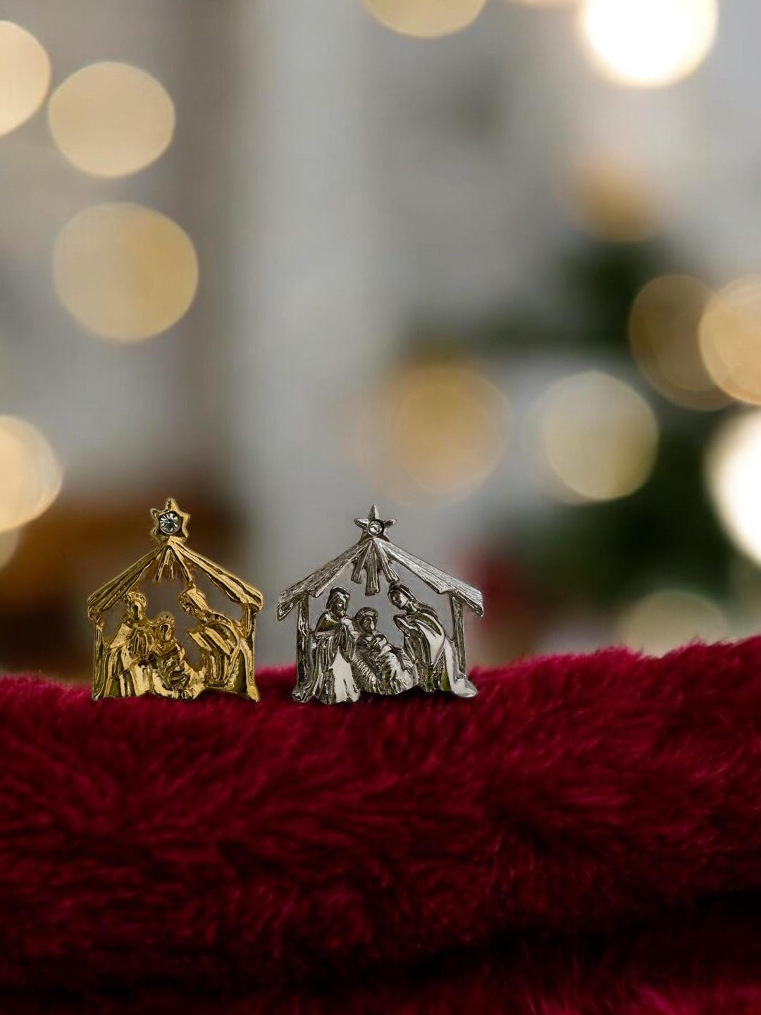 Nativity Lapel Pin- Nativity Scene Pin With Austrian Crystal - Etsy