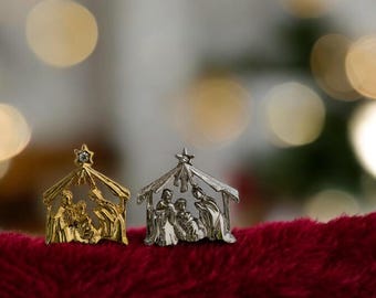 Nativity Lapel Pin Nativity Scene Pin With Austrian Crystal - Etsy