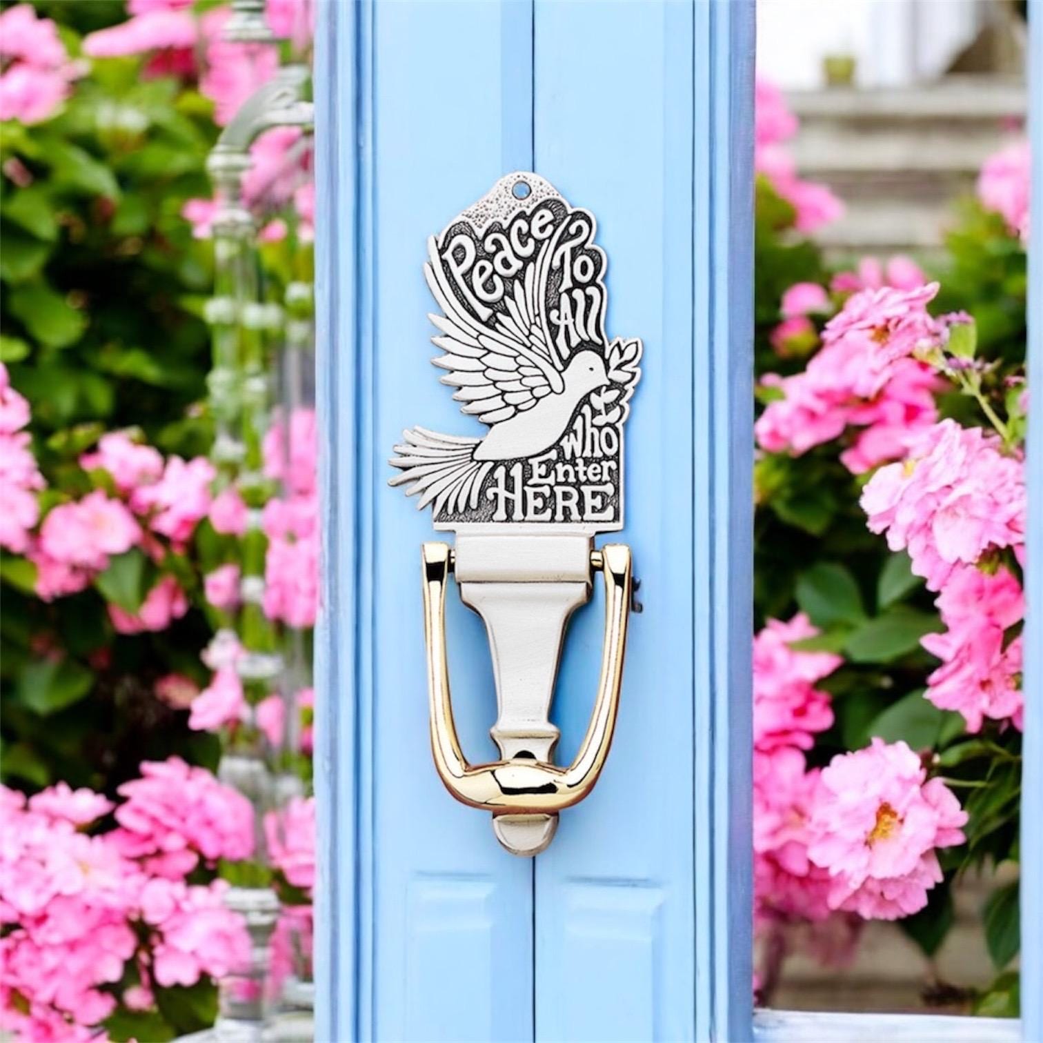 Door Knocker for Front Door - Blessed This Home - Peace to All Who ...