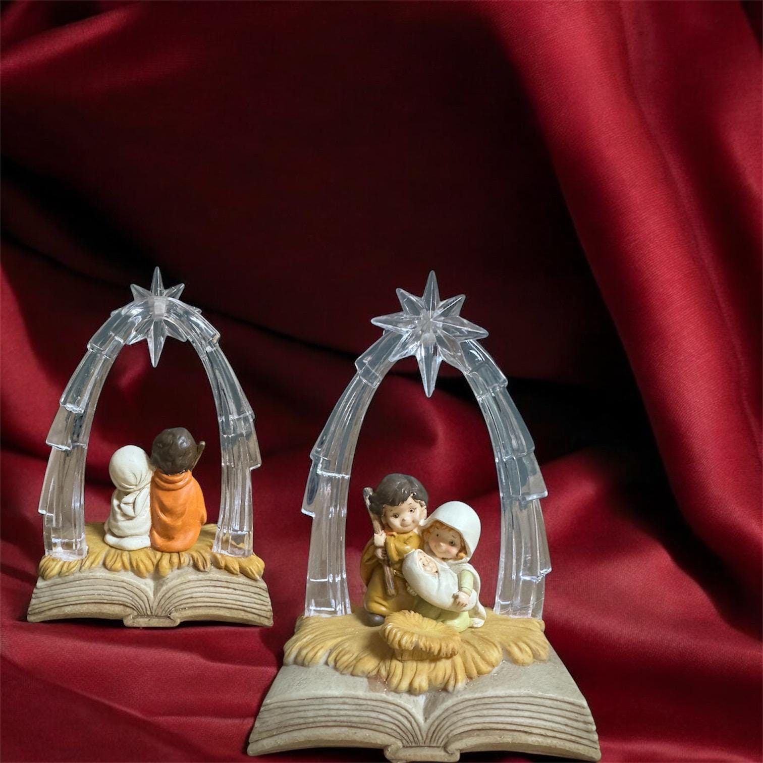 Holy Family Nativity - Bible With LED Lighted Star and Stable Figurine ...