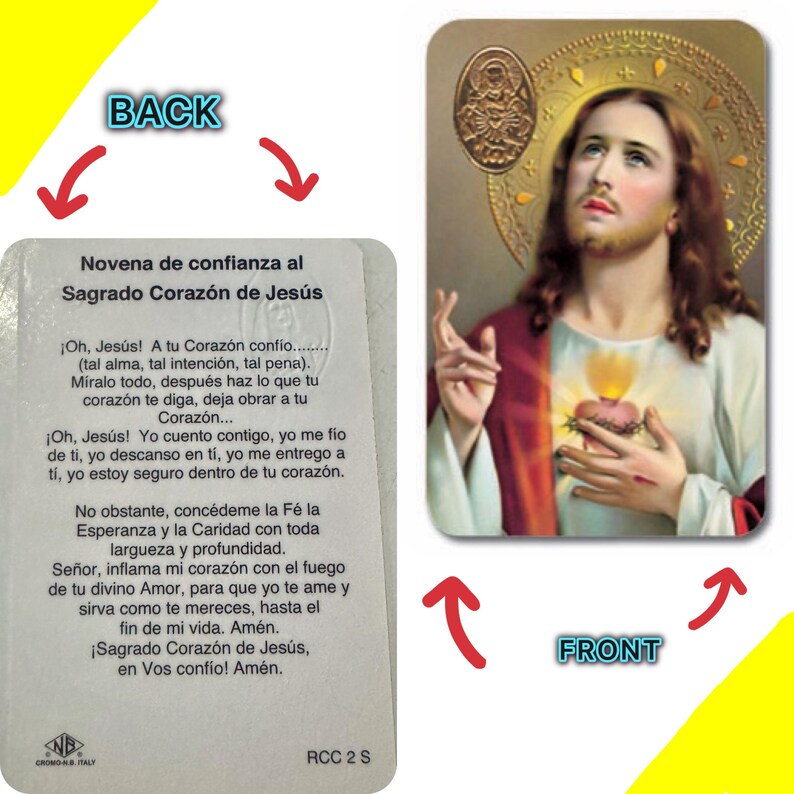 Sacred Heart of Jesus With Prayer Holy Card Paperstock Holy Card ...