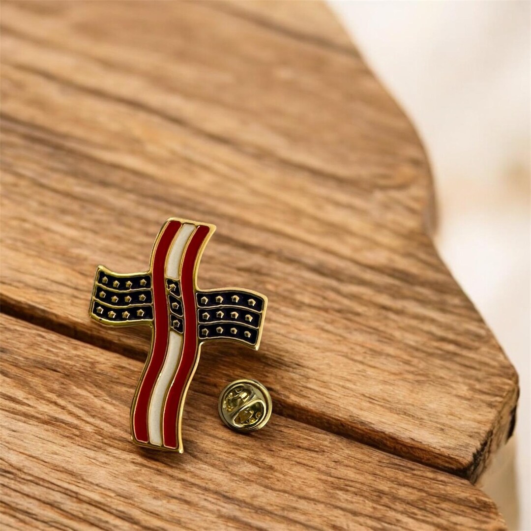 American Flag Cross Pin American Flag Lapel Pin - Etsy