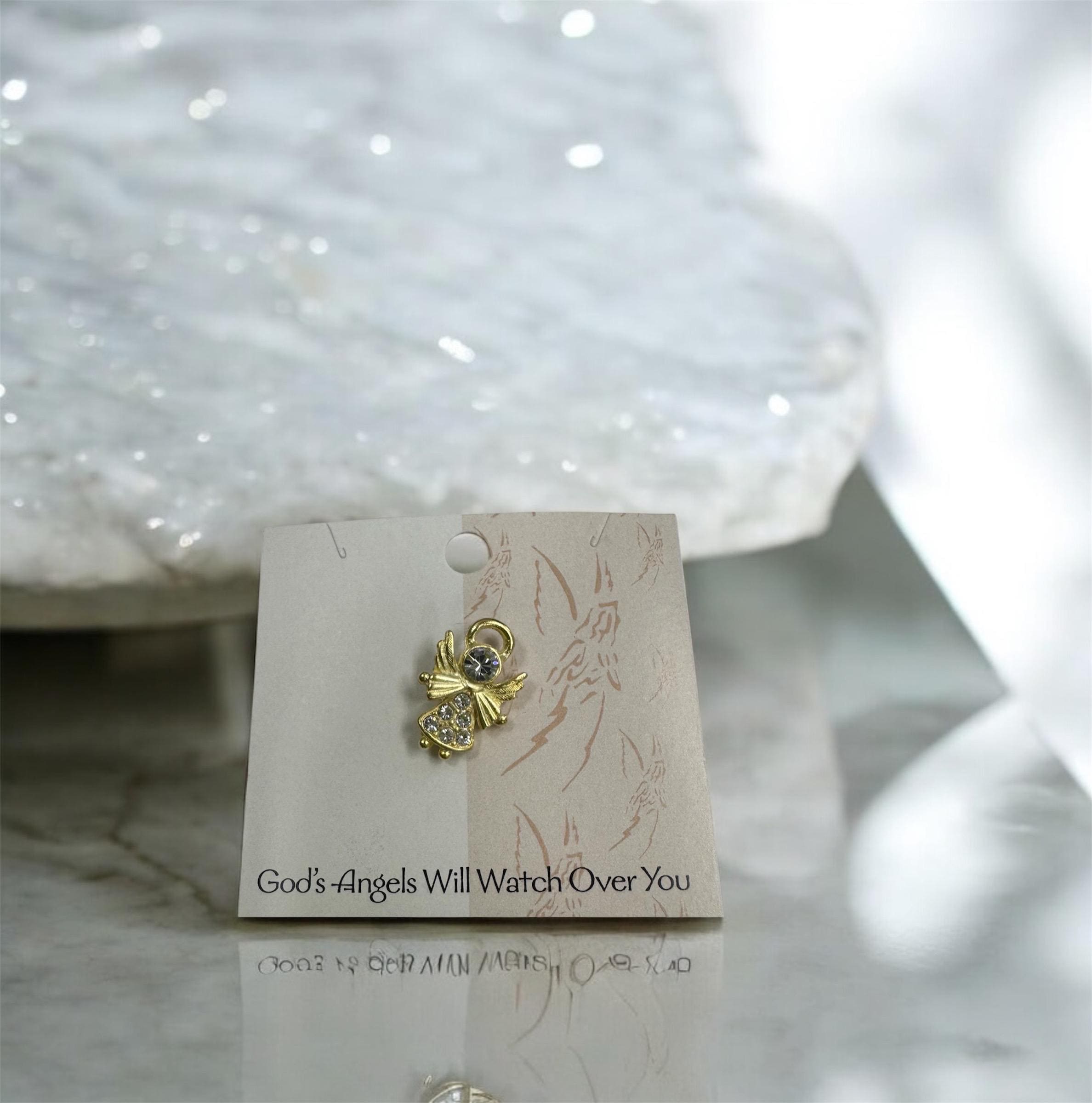 Gold Guardian Angel Lapel Pin With Shimmering Crystals Etsy
