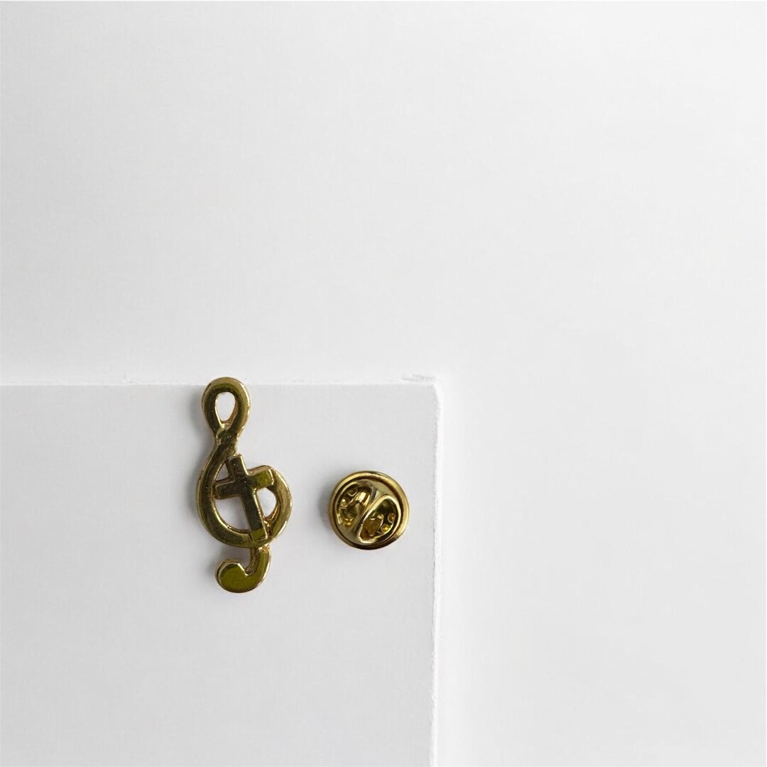 Gold Treble Clef Pin With Cross: Music & Faith - Etsy