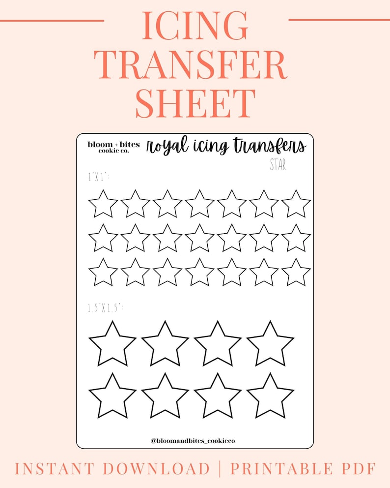 Star Royal Icing Transfer Template Printable Star Icing Template Royal ...