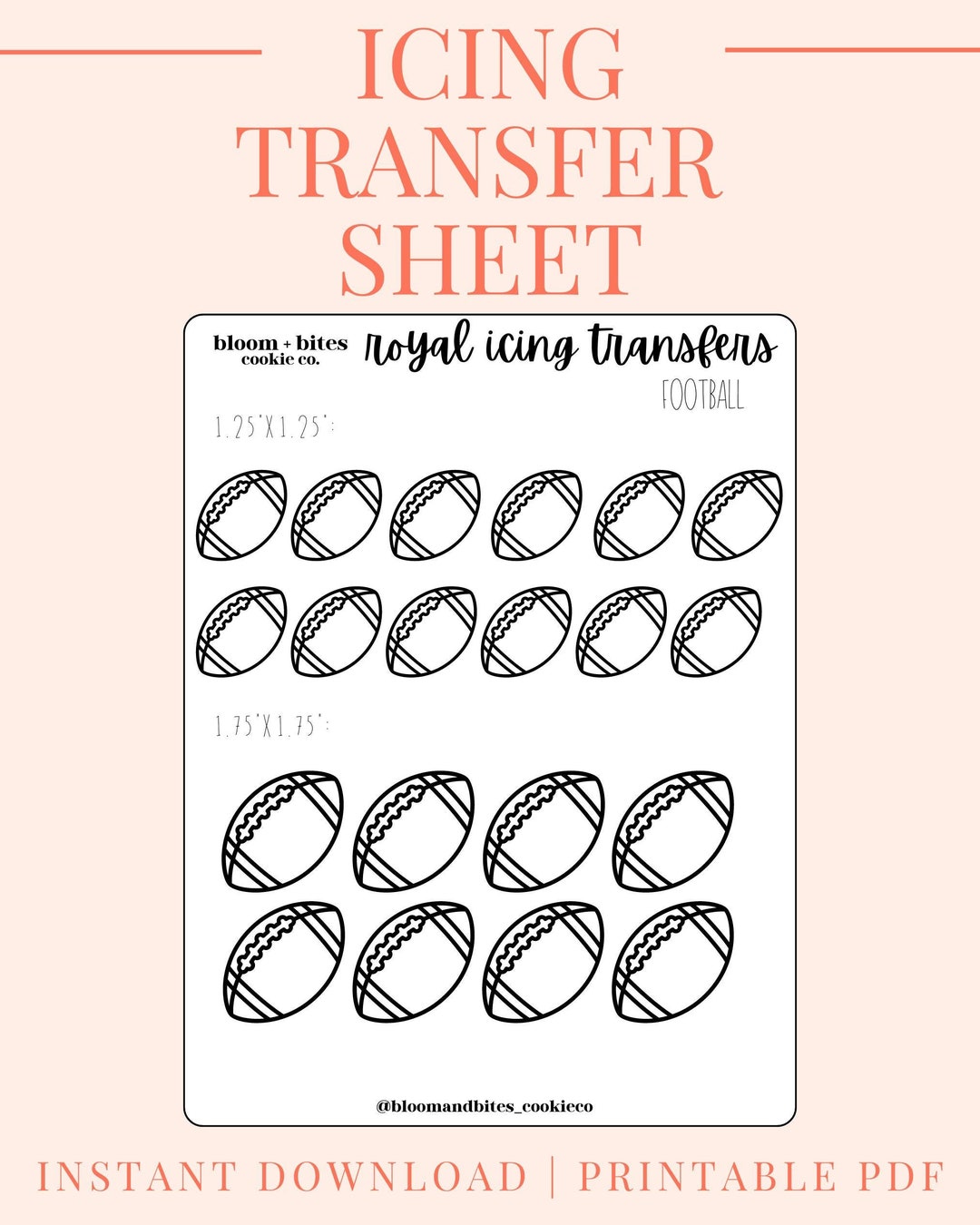 Football Royal Icing Transfer Sheet Printable Icing Transfer Sheet ...