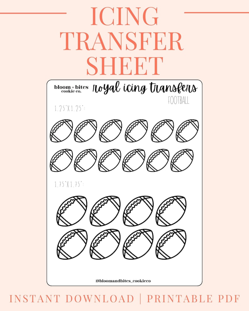 Football Royal Icing Transfer Sheet Printable Icing Transfer Sheet ...