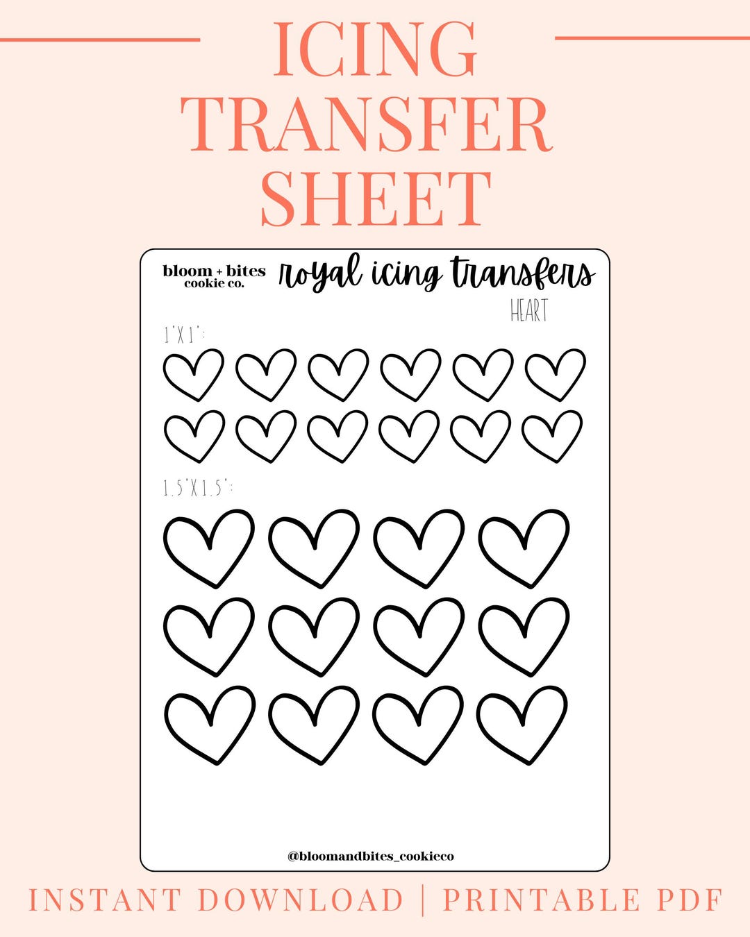 Heart Royal Icing Transfer Template Printable Heart Icing Transfer ...
