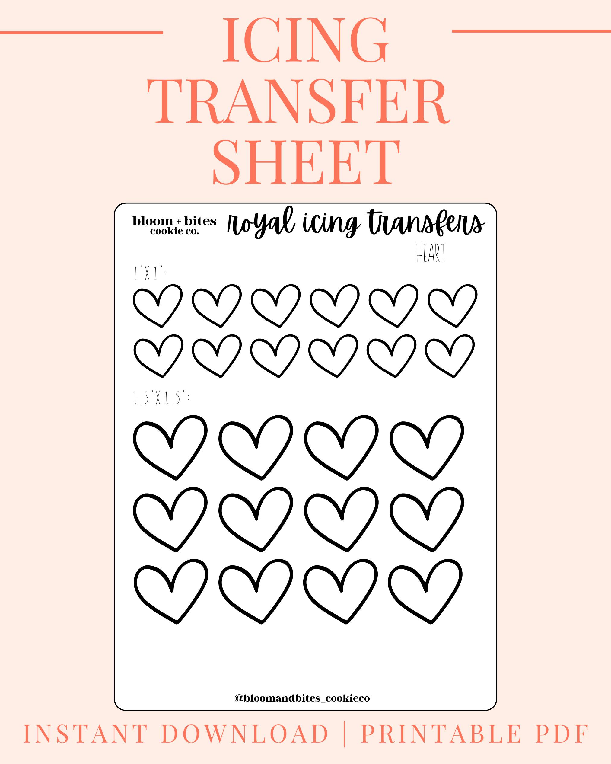 Heart Royal Icing Transfer Template Printable Heart Icing Transfer ...