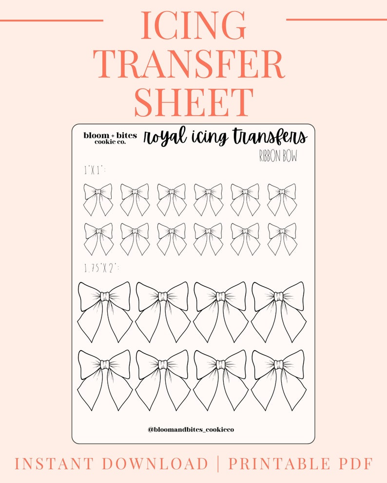Bow Royal Icing Transfer Sheets Printable Ribbon Bow Royal Icing ...