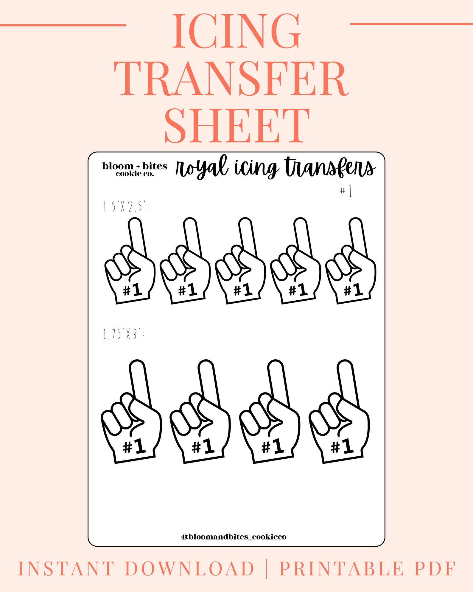 Number 1 Royal Icing Transfer Template Printable #1 Icing Transfer ...