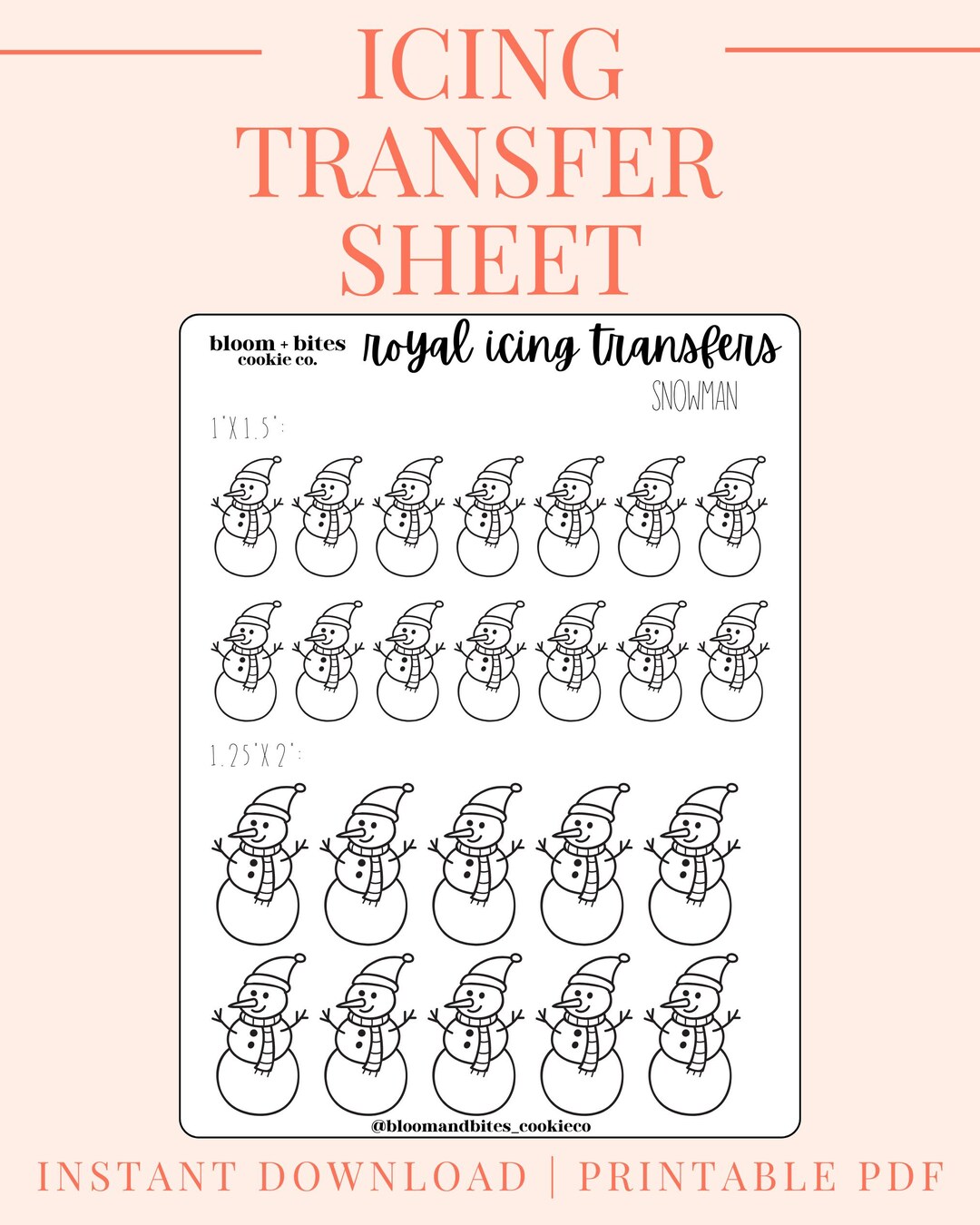 Snowman Royal Icing Transfer Template Printable Snowman Icing Transfer ...