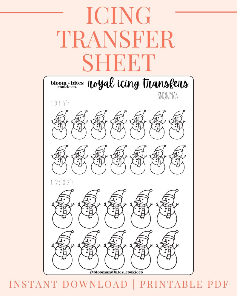 Snowman Royal Icing Transfer Template Printable Snowman Icing Transfer ...