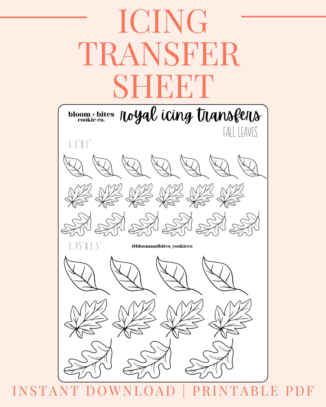 Fall Leaves Royal Icing Transfer Sheet Printable Royal Icing Transfers ...