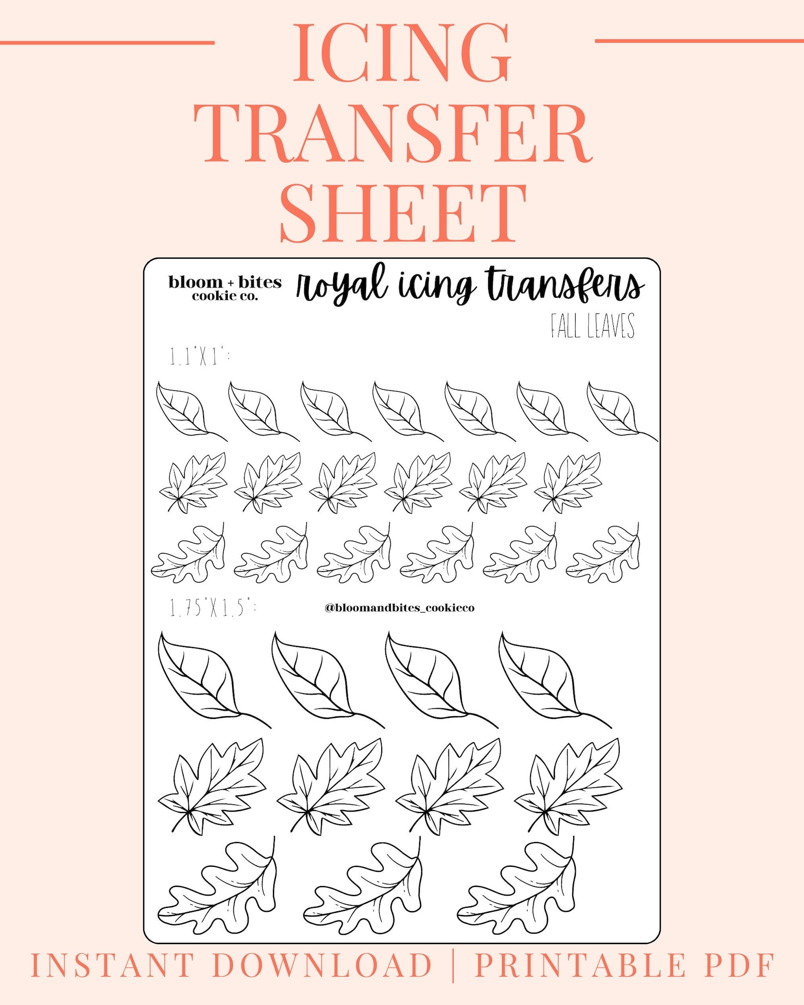 Fall Leaves Royal Icing Transfer Sheet Printable Royal Icing Transfers Fall Leaves Icing ...