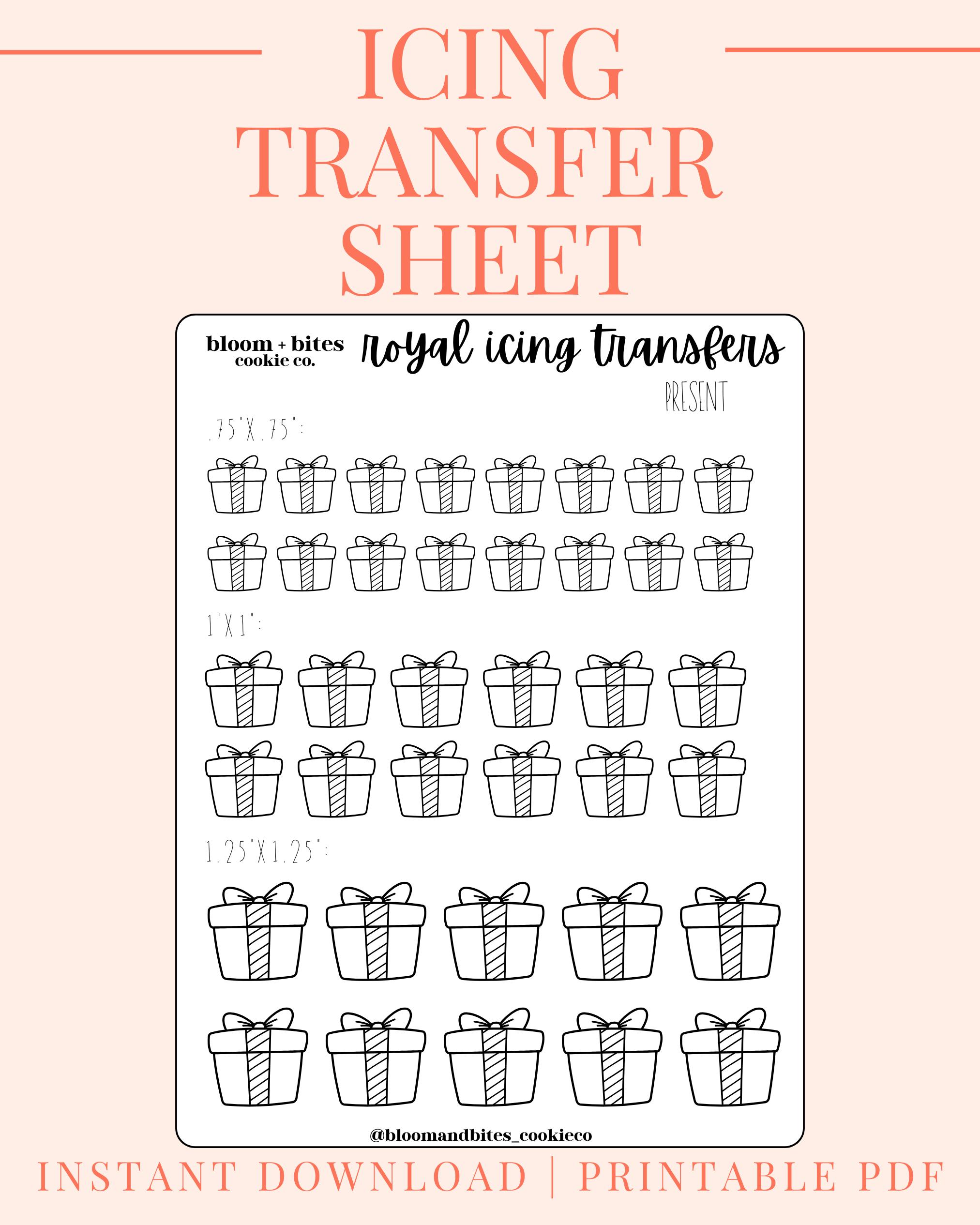 Present Royal Icing Transfer Template Printable Gift Icing Transfer ...