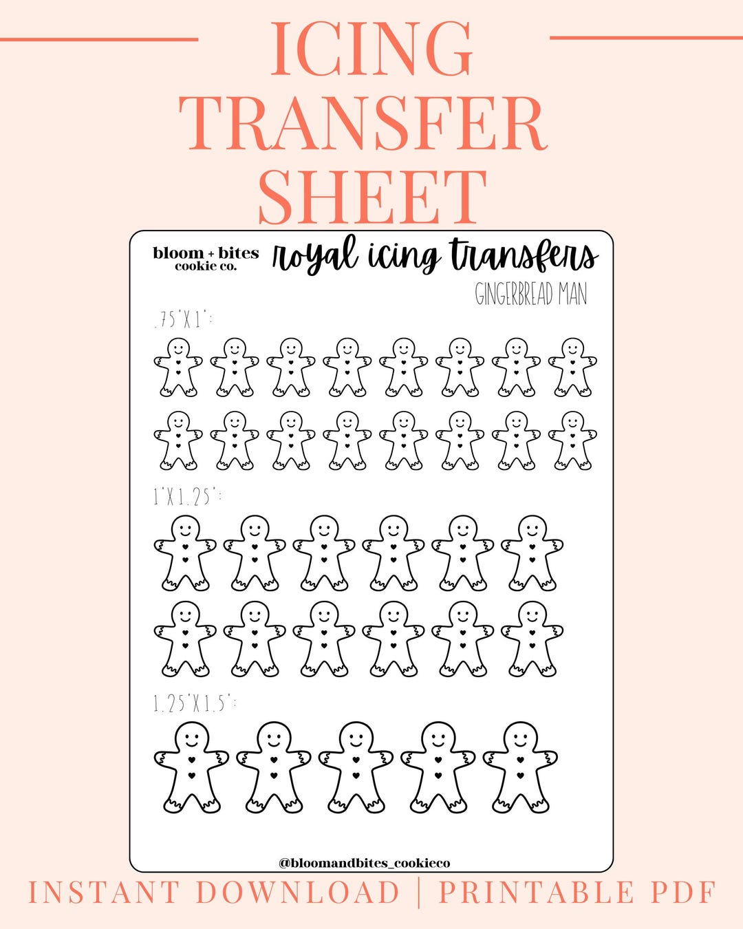 Gingerbread Man Royal Icing Transfer Template Printable Gingerbread Man ...
