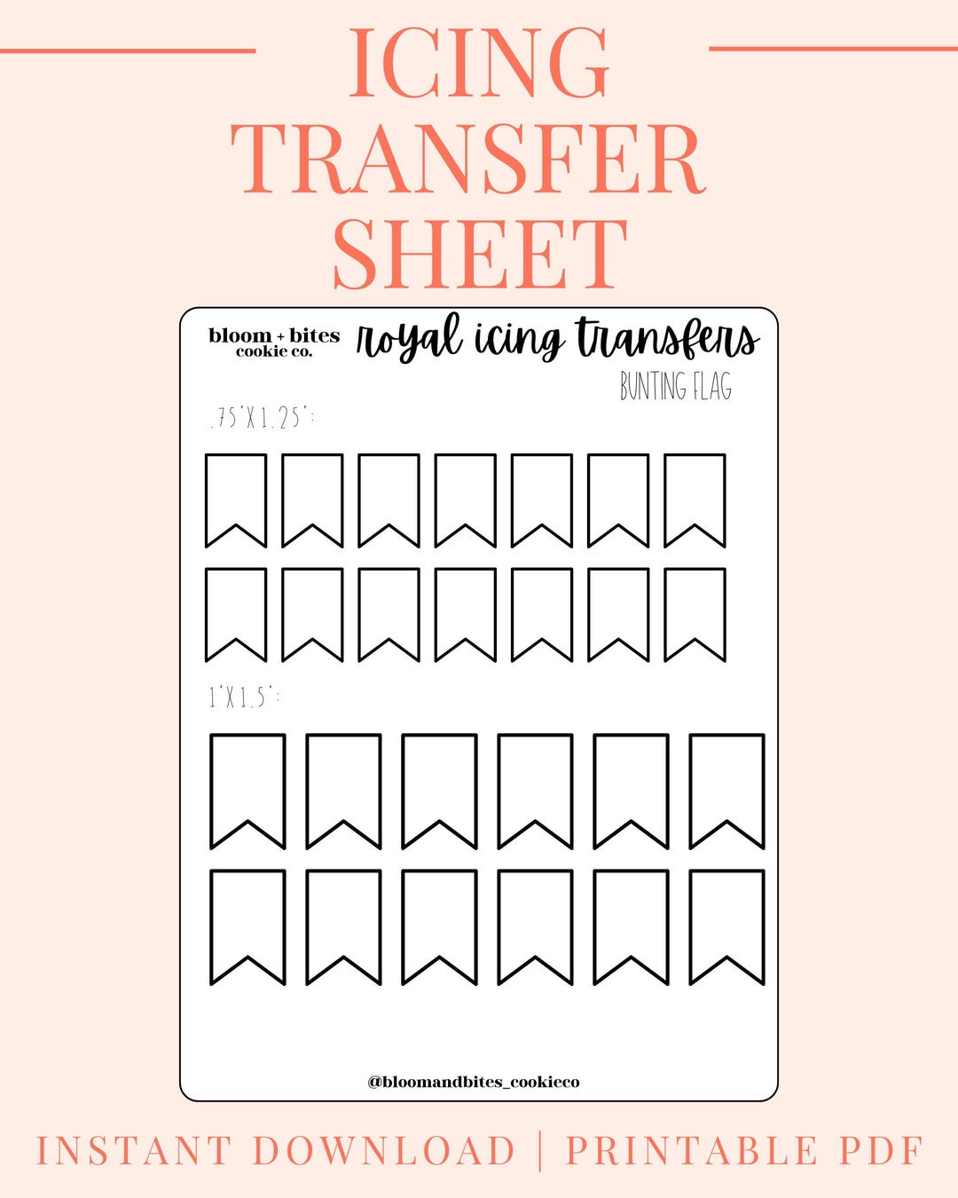 Bunting Flag Royal Icing Transfer Template Printable Bunting Flag ...