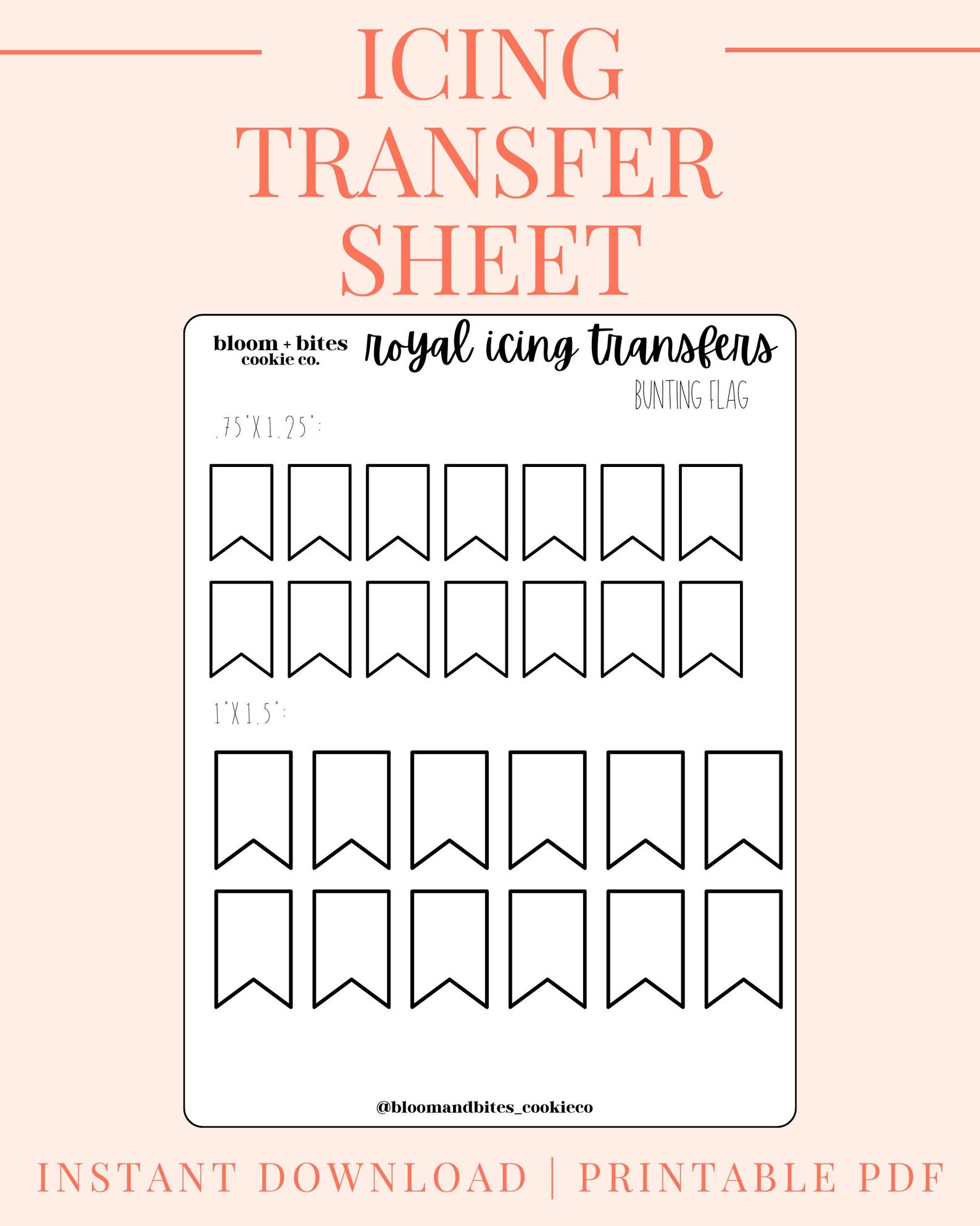 Bunting Flag Royal Icing Transfer Template Printable Bunting Flag ...