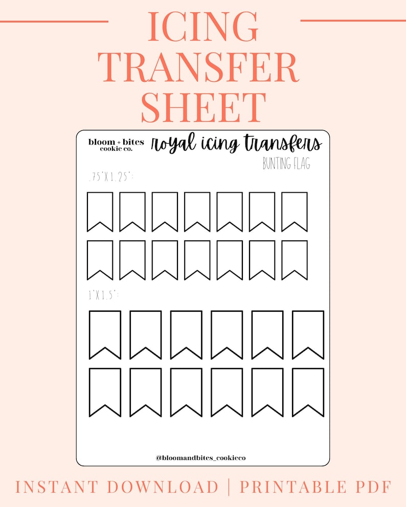 Bunting Flag Royal Icing Transfer Template Printable Bunting Flag ...