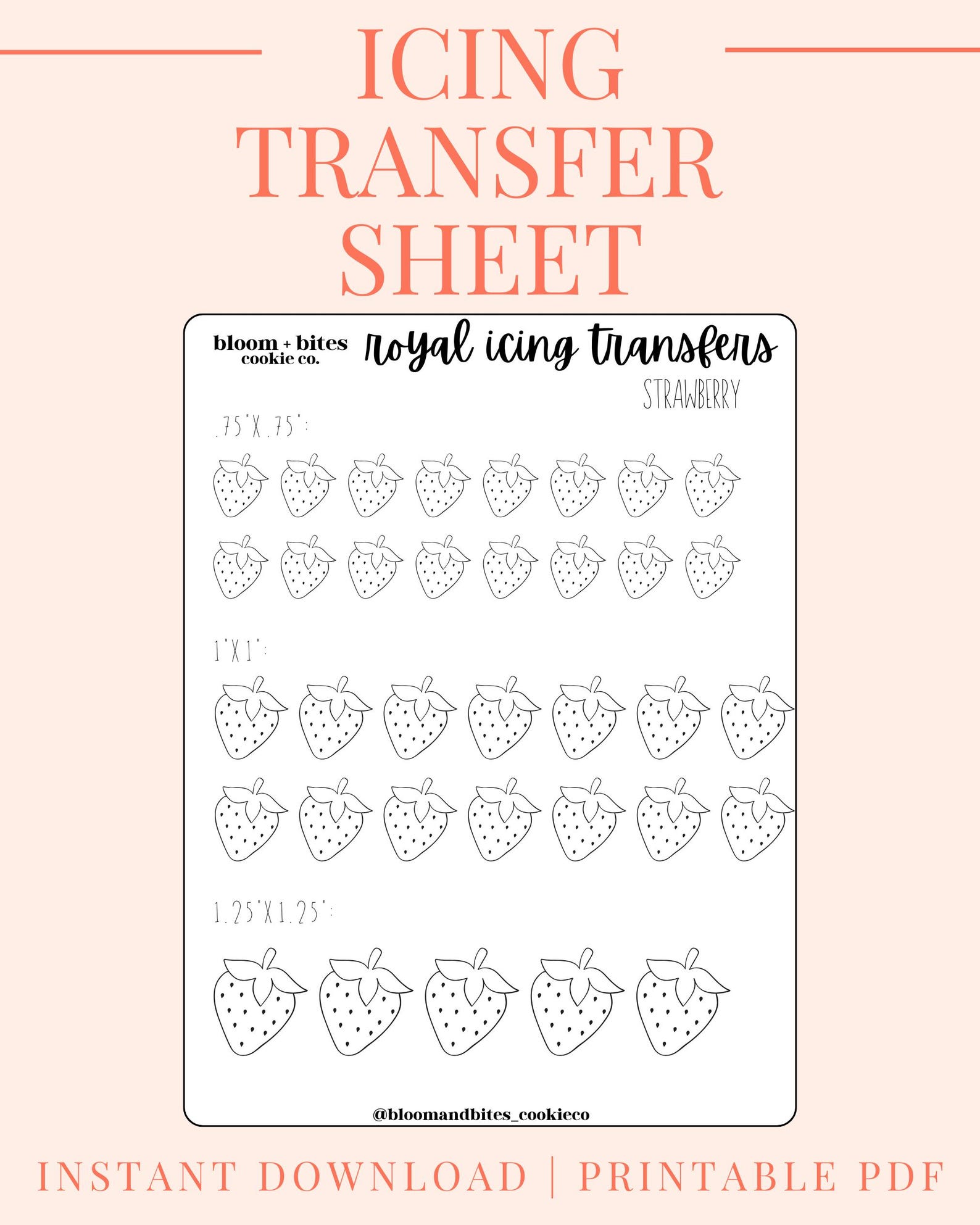 Strawberry Transfer Template Printable Icing Transfer Sheet - Etsy
