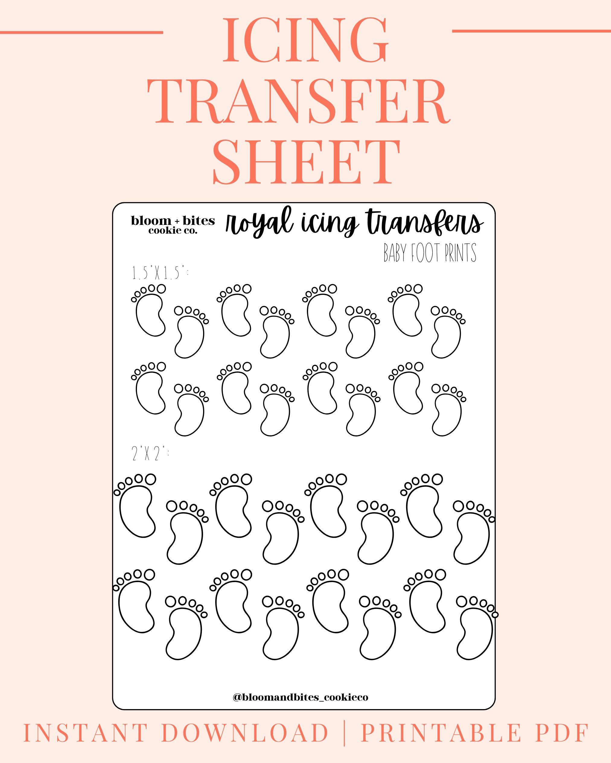 Baby Footprint Royal Icing Transfer Template Printable Footprint Icing ...