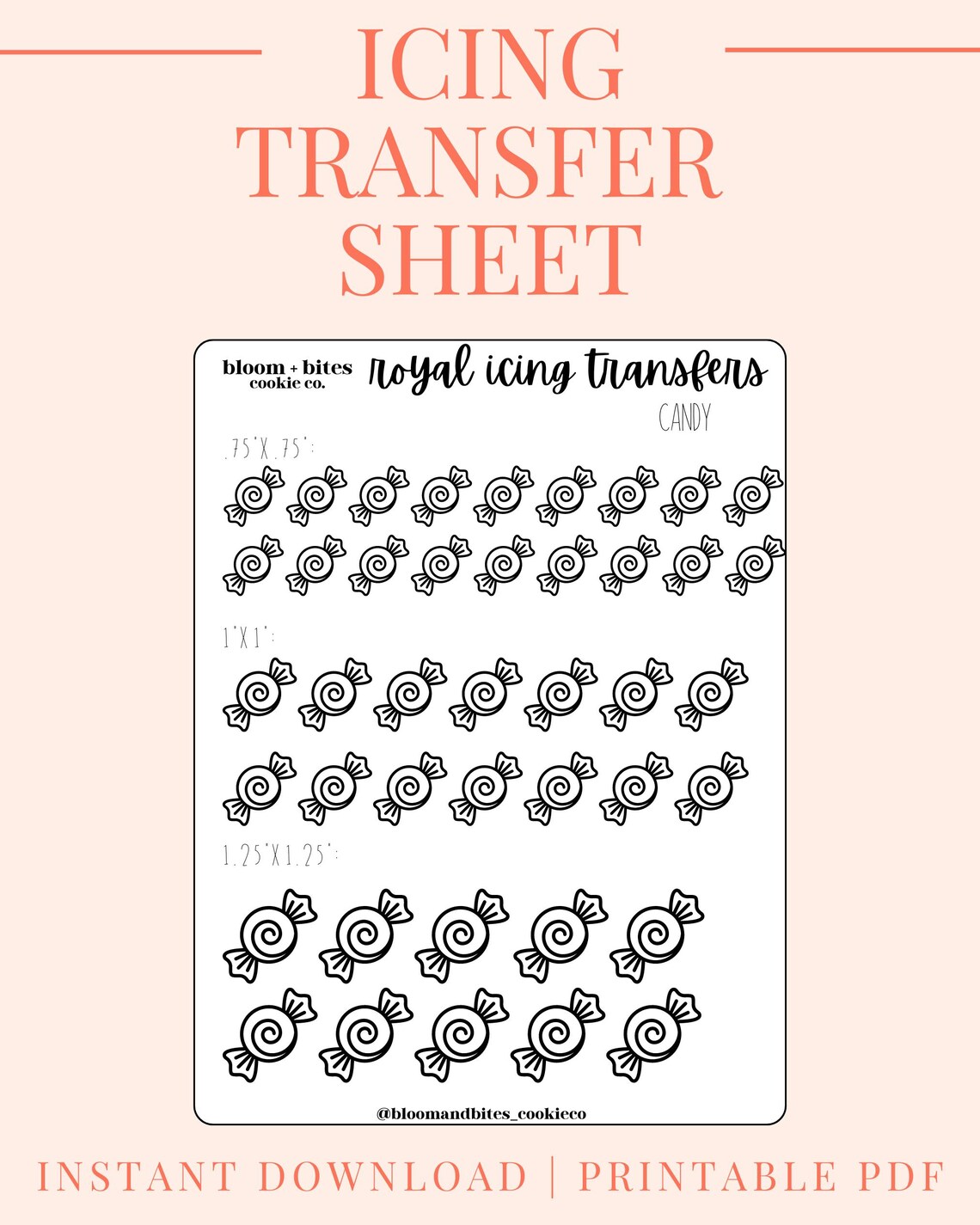 Candy Royal Icing Transfer Template Printable Candy Icing Transfer ...
