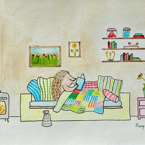 Art Print of Original Watercolor Painting cozy Cottage by Happy Art by ...