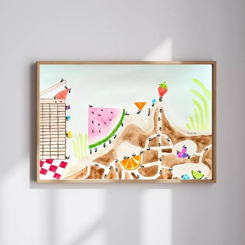 Watercolor Art Print - Ants at the Picnic by Mary Lee - Nature & Animal ...