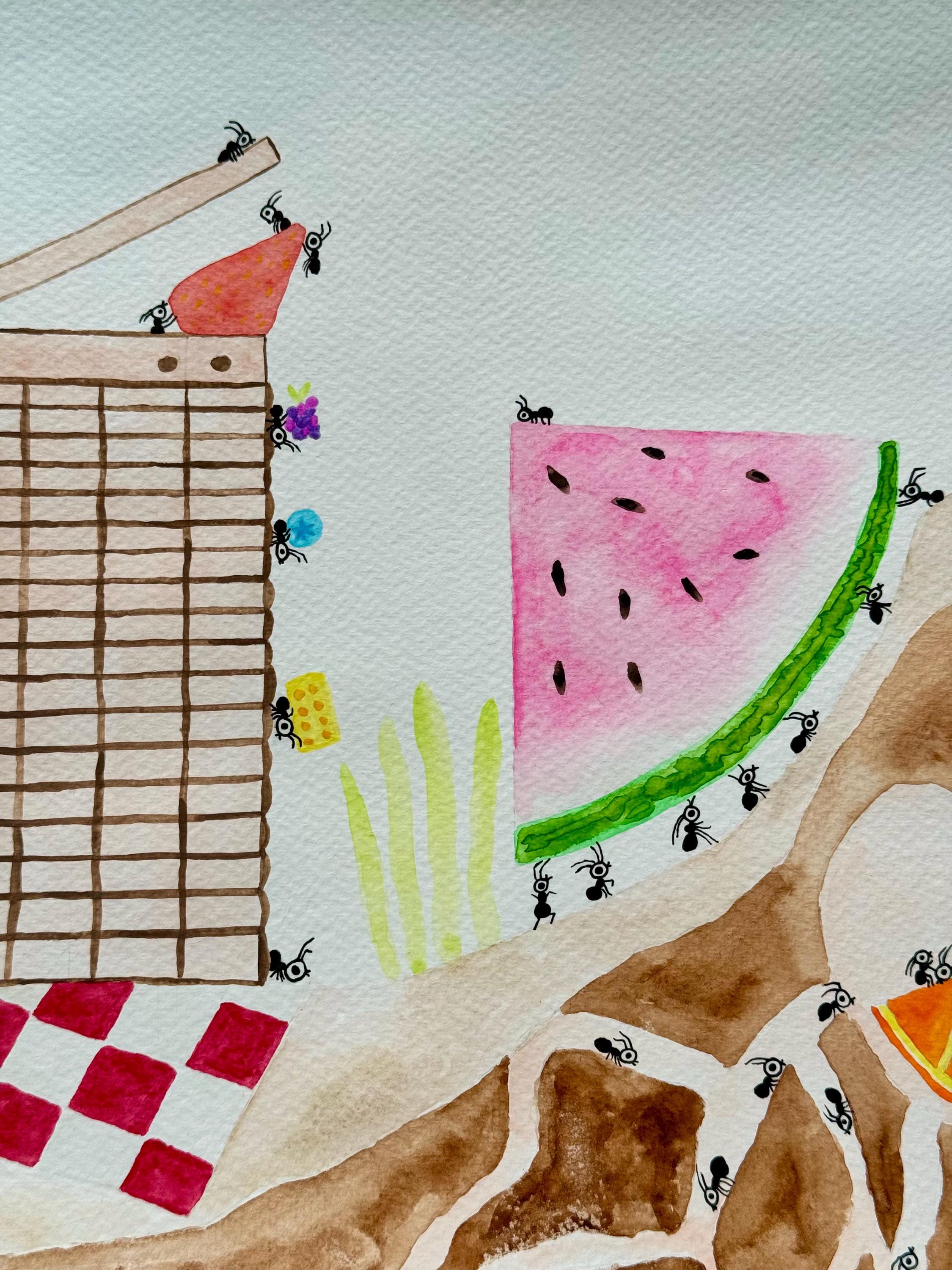 Watercolor Art Print - Ants at the Picnic by Mary Lee - Nature & Animal ...