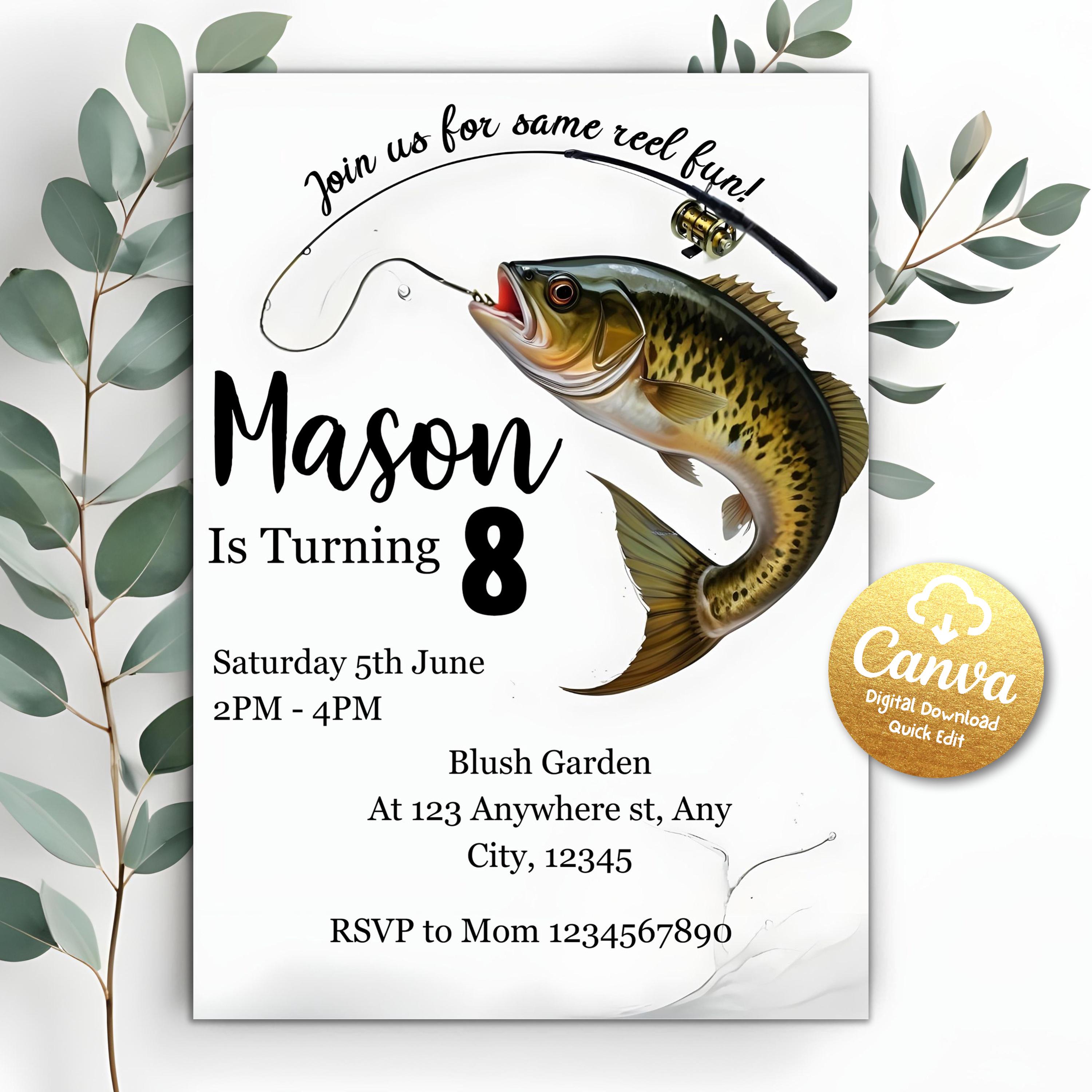 Editable Fishing Birthday Invitation, Fishing 1st Birthday Invite, Fish ...
