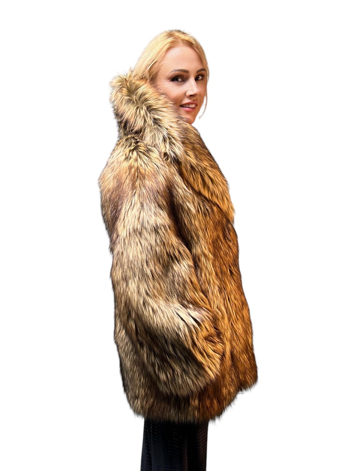 Brown Wolf Faux Fur Coat - Etsy